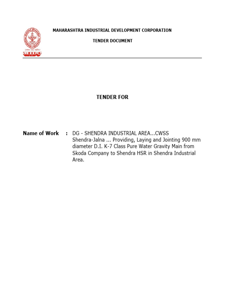 TenderDocument Shendra | PDF