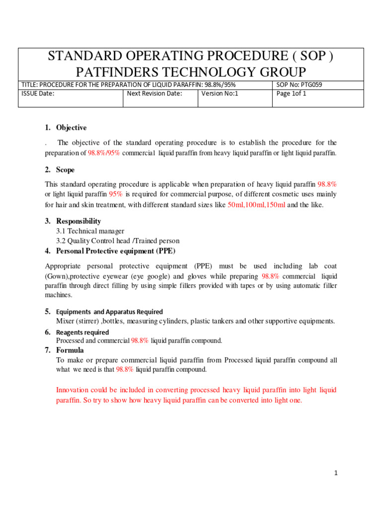 SOP For Glycerine | PDF | Mass Concentration (Chemistry) | Shelf Life
