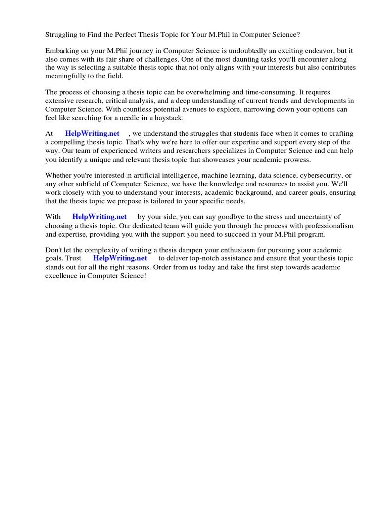 Thesis Topics For M.phil Computer Science | PDF | Computers ...