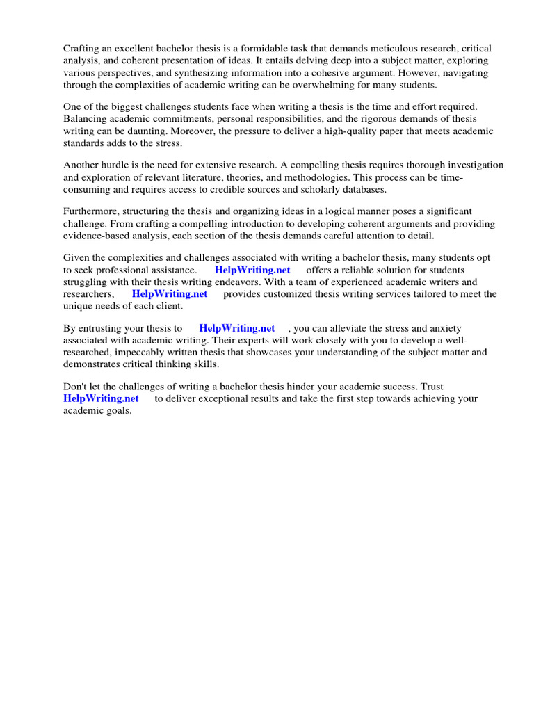 Excellent Bachelor Thesis | PDF
