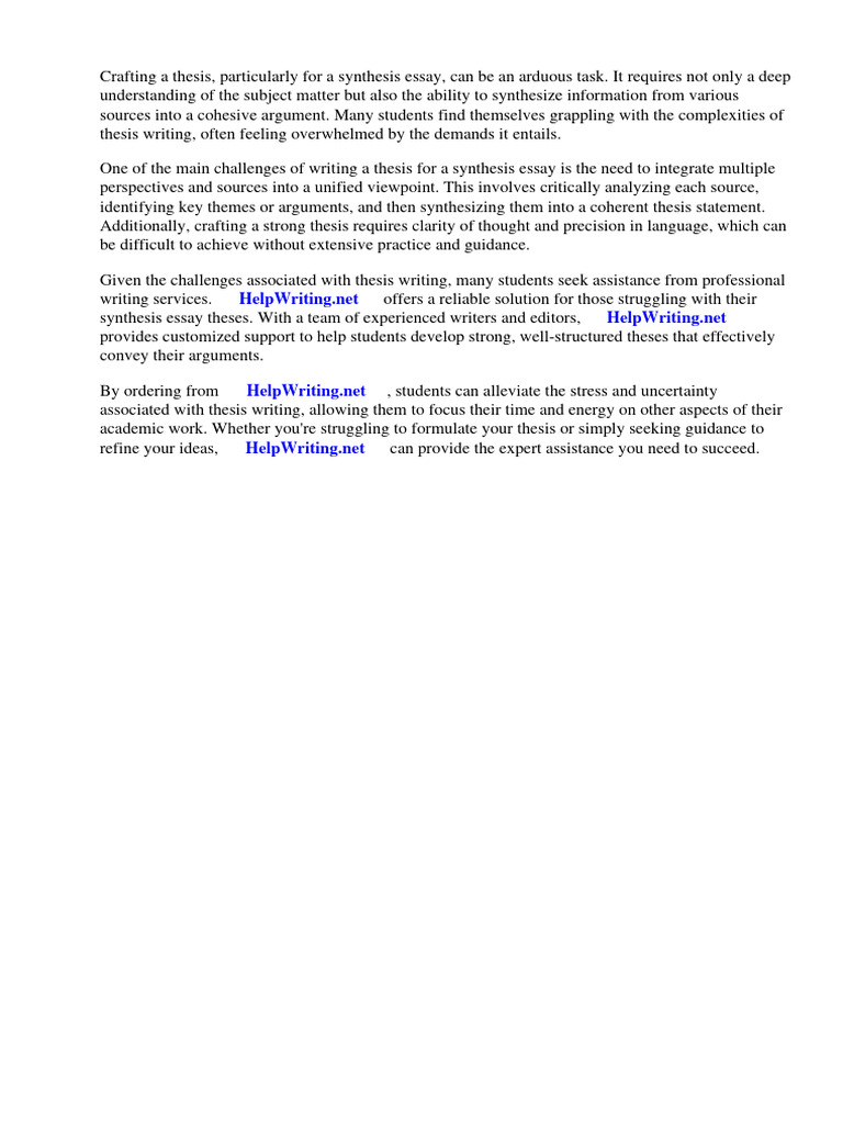 Example of Synthesis Essay Thesis | PDF