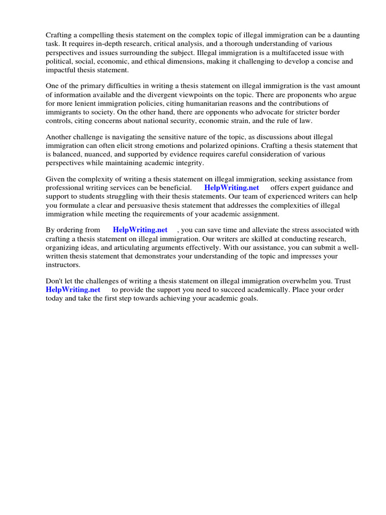 Good Thesis Statement On Illegal Immigration | PDF | Immigration ...