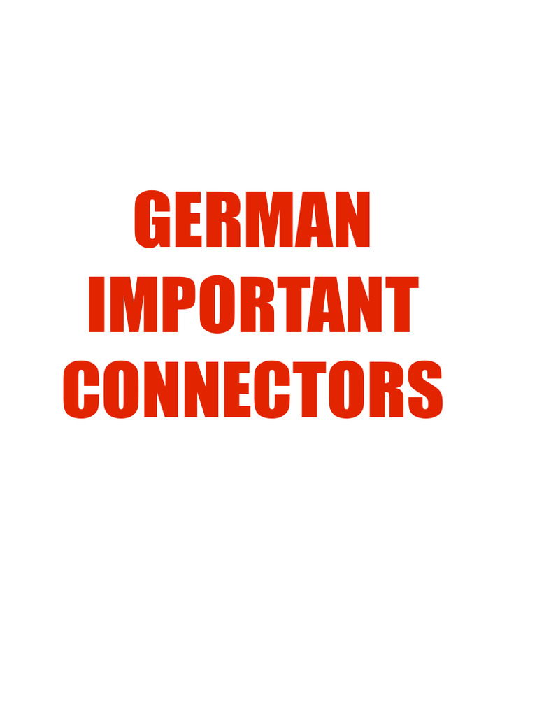 German Important Connectors 2 | PDF