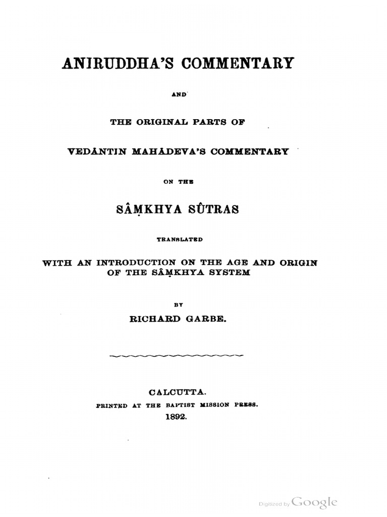 Sen Sankhya Sutra Vritti Transltn Richardgarbe | PDF