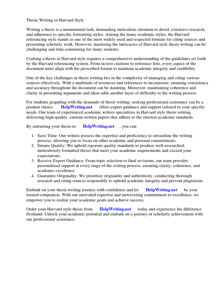 Thesis Writing Harvard Style | PDF | Thesis | Essays
