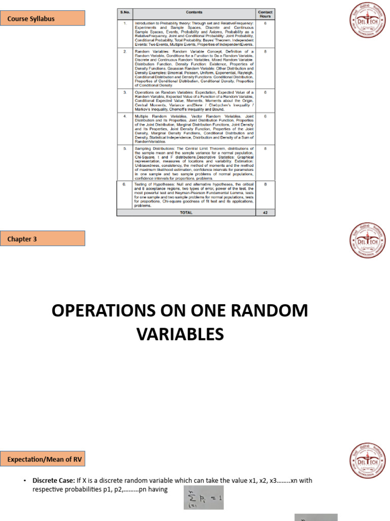 Chapter 3 Random Variable Pdf