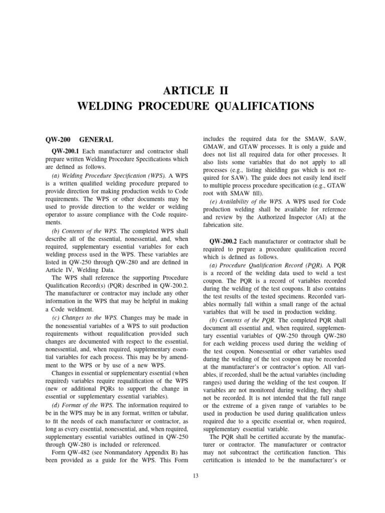 ASME Section IX: WPS and PQR Guidelines | PDF