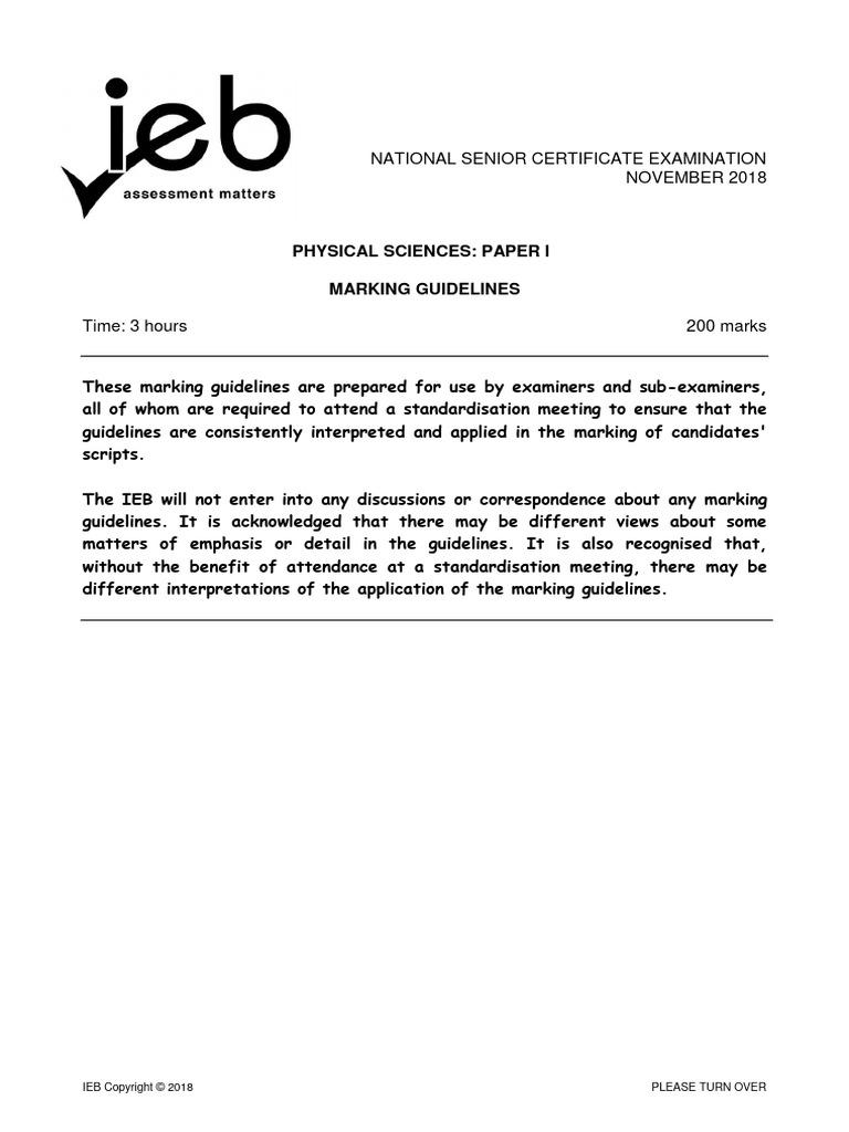 Physical Sciences 2018 P1 Memo | PDF | Force | Electromagnetic Induction