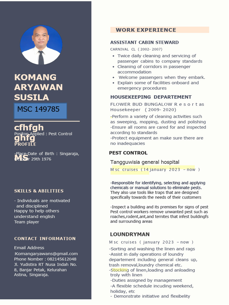 CV Komang Aryawan | PDF | Housekeeping | Home
