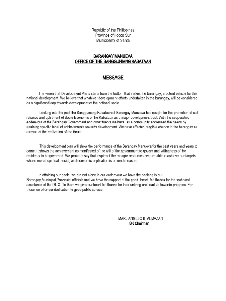SK Punong Barangay Message | PDF