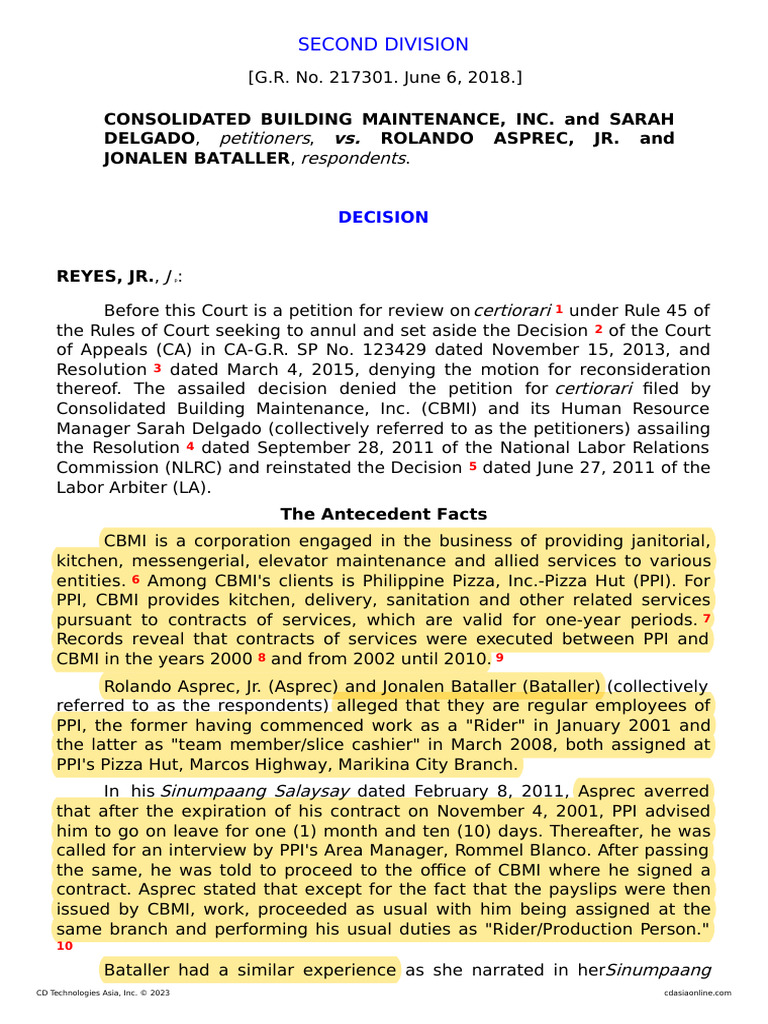 Consolidated - Building - Maintenance - Inc. - v. - Asprec, Jr. | PDF