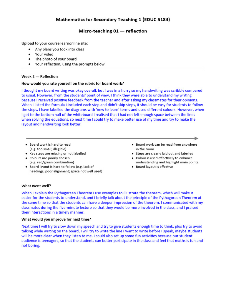 Micro-Teaching 1 Reflection | PDF | Mathematics | Cognitive Science