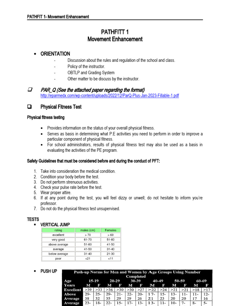 FITT 1 2023 Revised Handouts | PDF | Anatomical Terms Of Motion | Eating Disorder