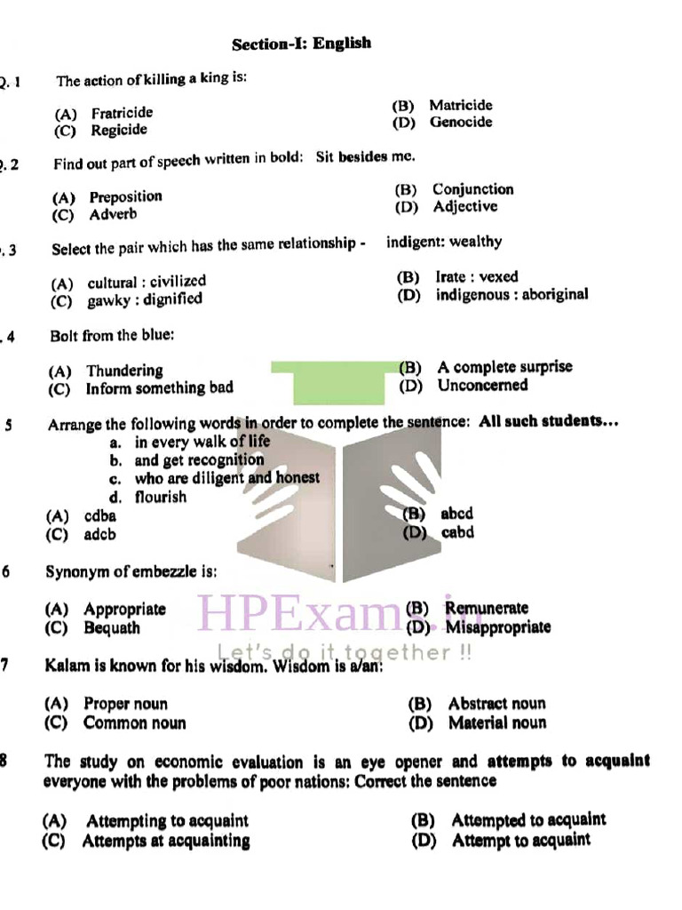 YSP Nauni University JOA Question Paper Hpexams - in | PDF