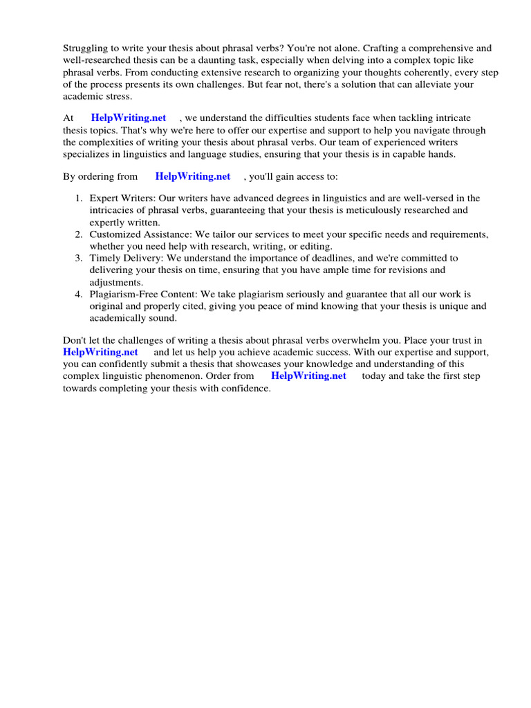 Thesis About Phrasal Verbs PDF