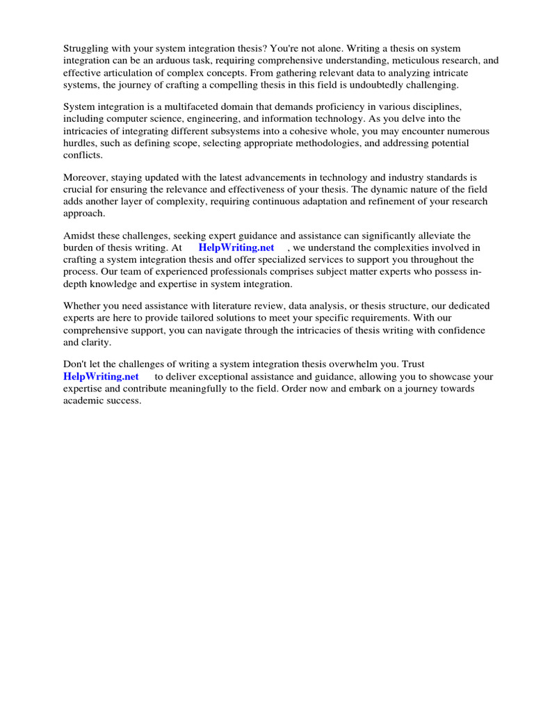 System Integration Thesis | PDF