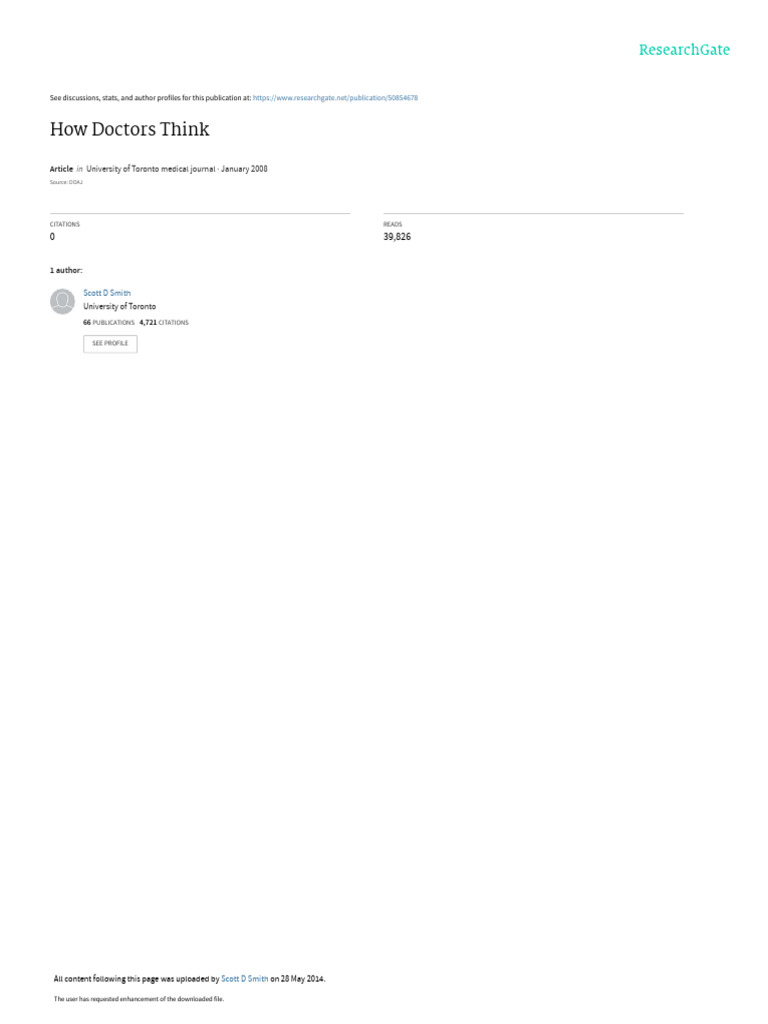 How Doctors Think | PDF | Physician | Medicine