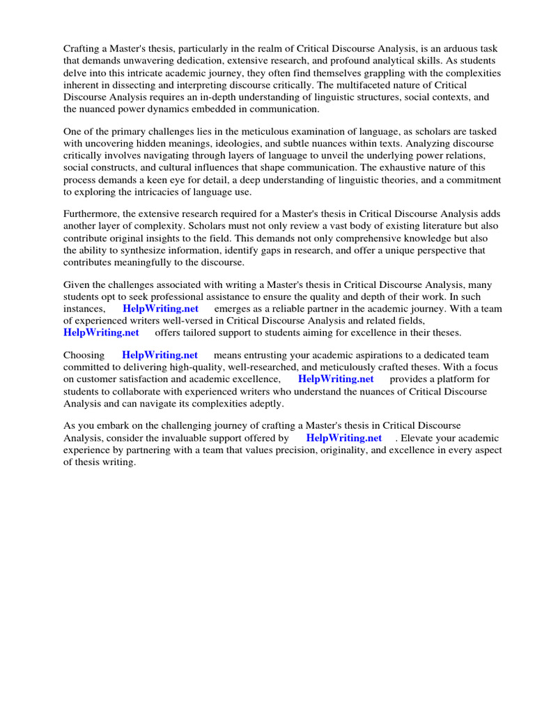 Master's Thesis in Critical Discourse | PDF