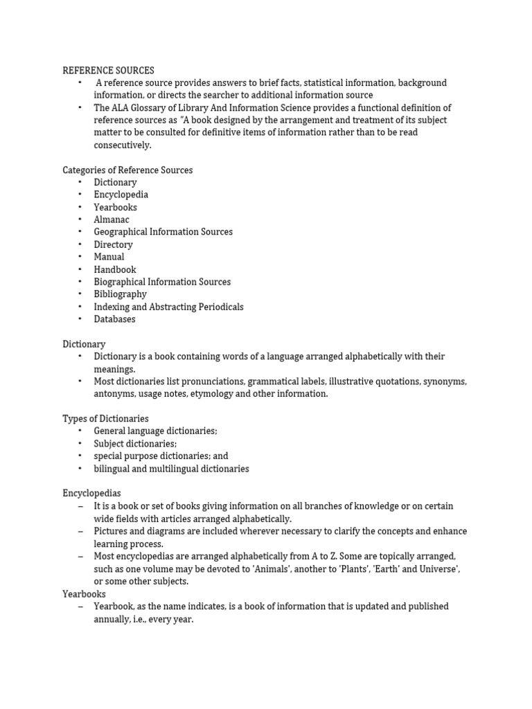 Reference Sources and Evaluating Reference Sources | PDF