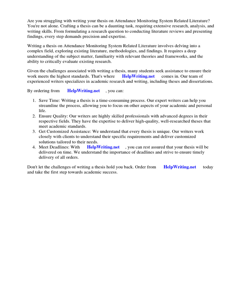 Attendance Monitoring System Related Literature Thesis | PDF