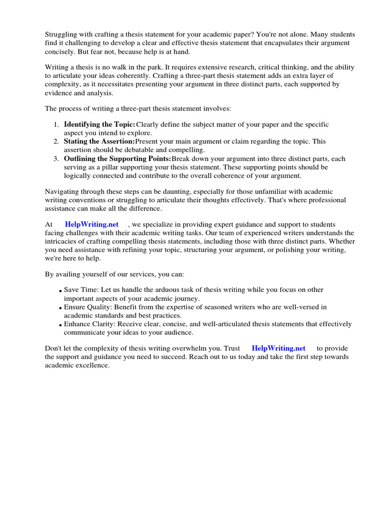 Three Part Thesis Statements | PDF | Essays | Thesis