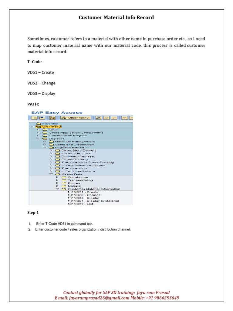 Customer Material Info Records Pdf