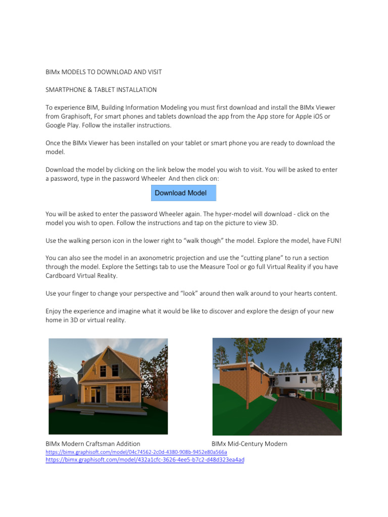 BIMx Model Instructions | PDF