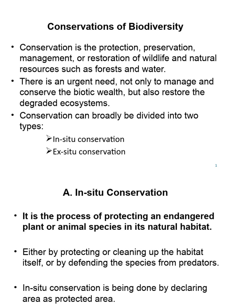 Concept of in Situ and Ex Situ Conservation | PDF