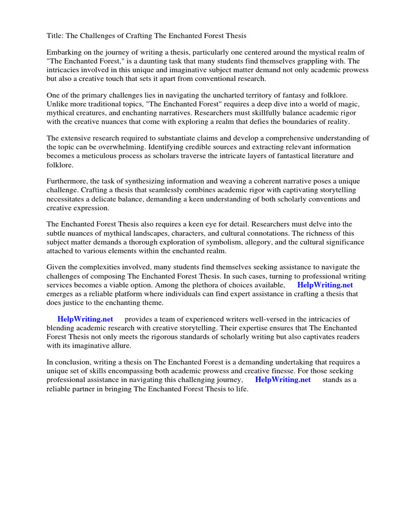 The Enchanted Forest Thesis | PDF