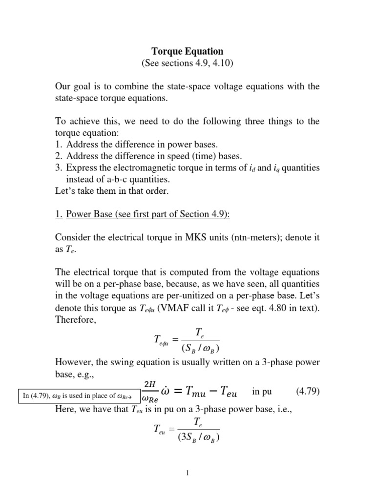 Torque Equation | Download Free PDF | Physical Sciences | Electrical Engineering