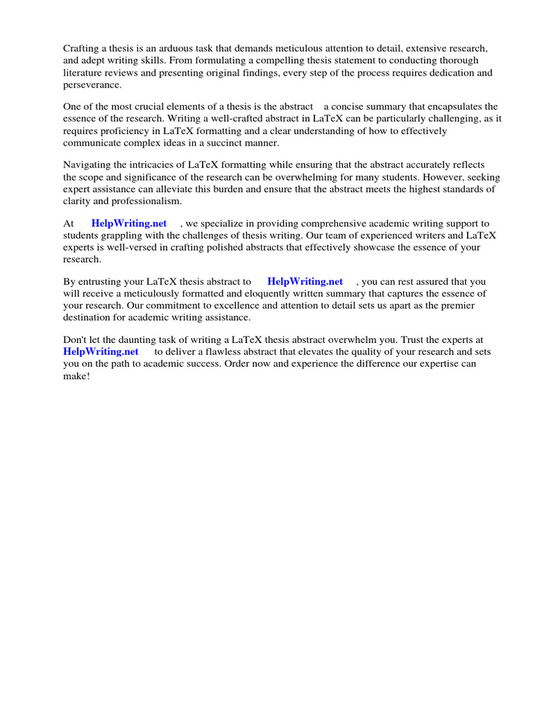 Latex Thesis Abstract Template | PDF