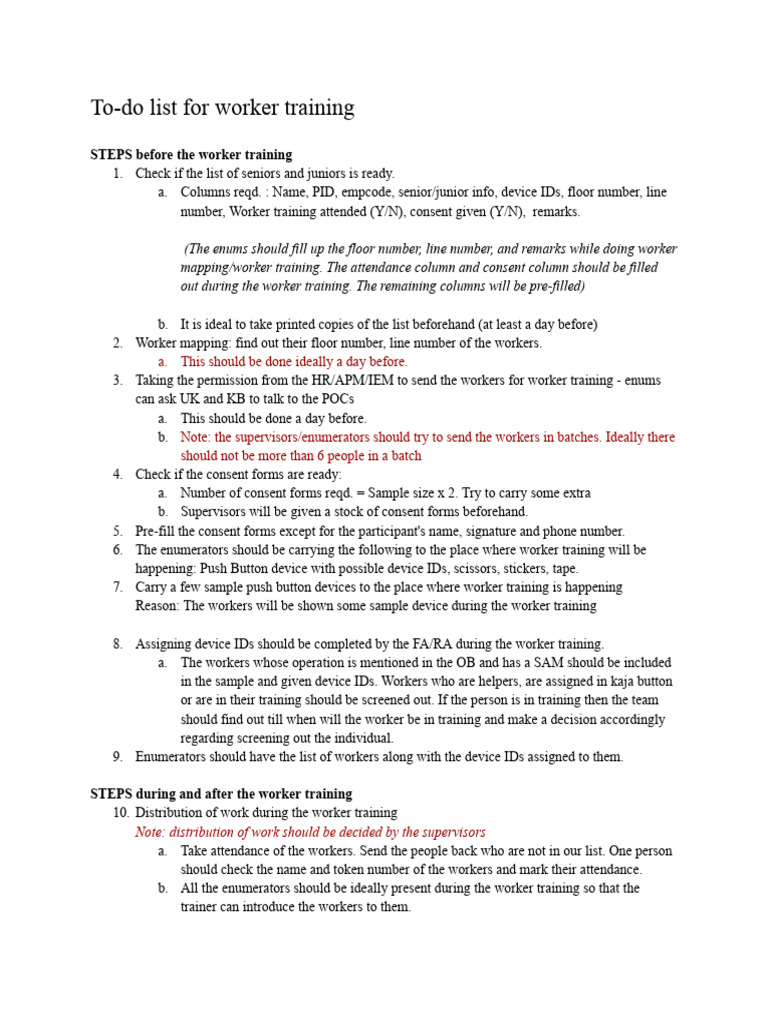 Worker Training Guidelines | PDF