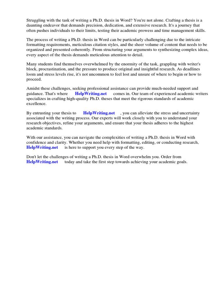 Writing PHD Thesis in Word | PDF