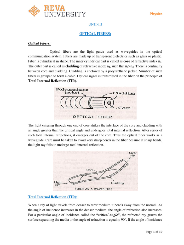 Unit - 3 Optical Fibers | PDF