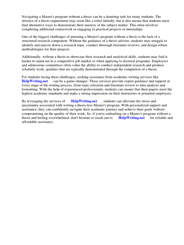 Masters Program Without Thesis | PDF | Thesis | Human Communication