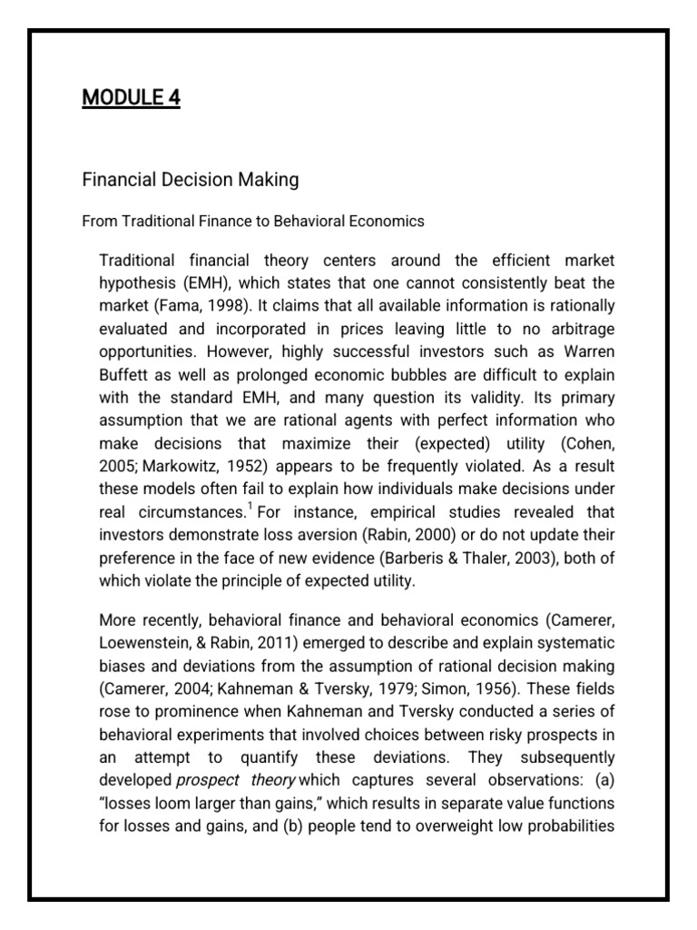 Behavioral Finance Module 4 | PDF