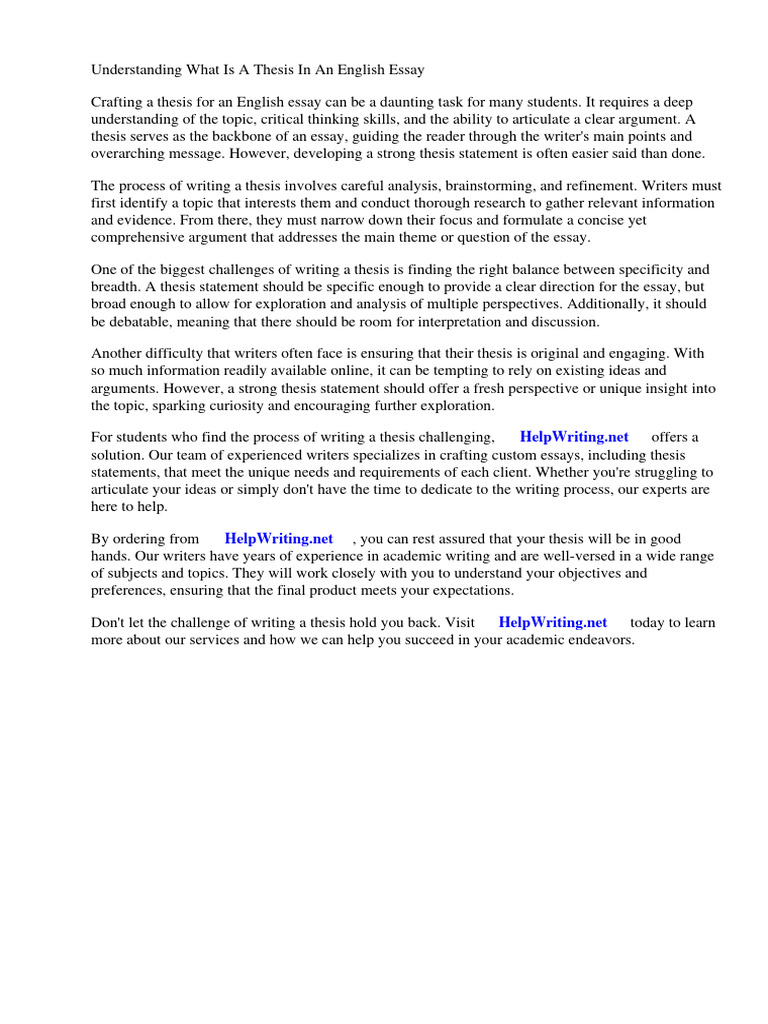 What Is A Thesis in An English Essay | PDF | Essays | Thesis