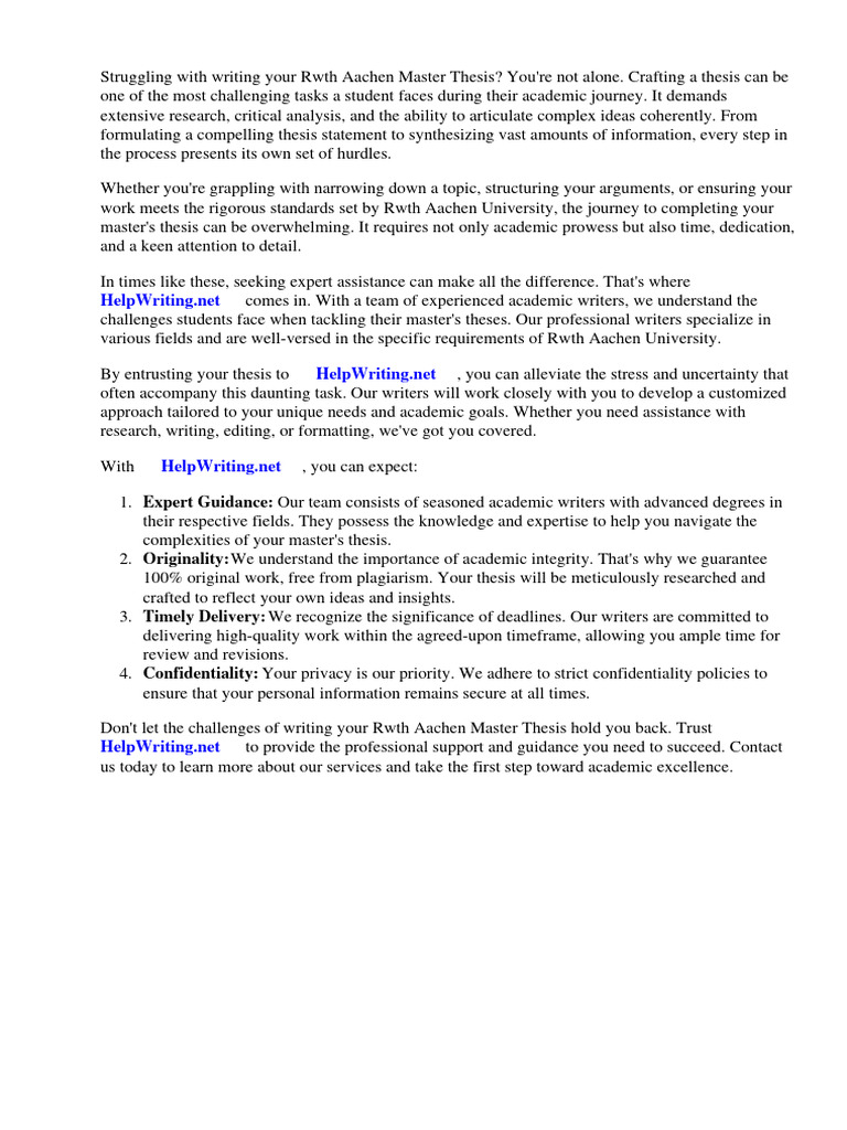 RWTH Aachen Master Thesis | PDF | Science