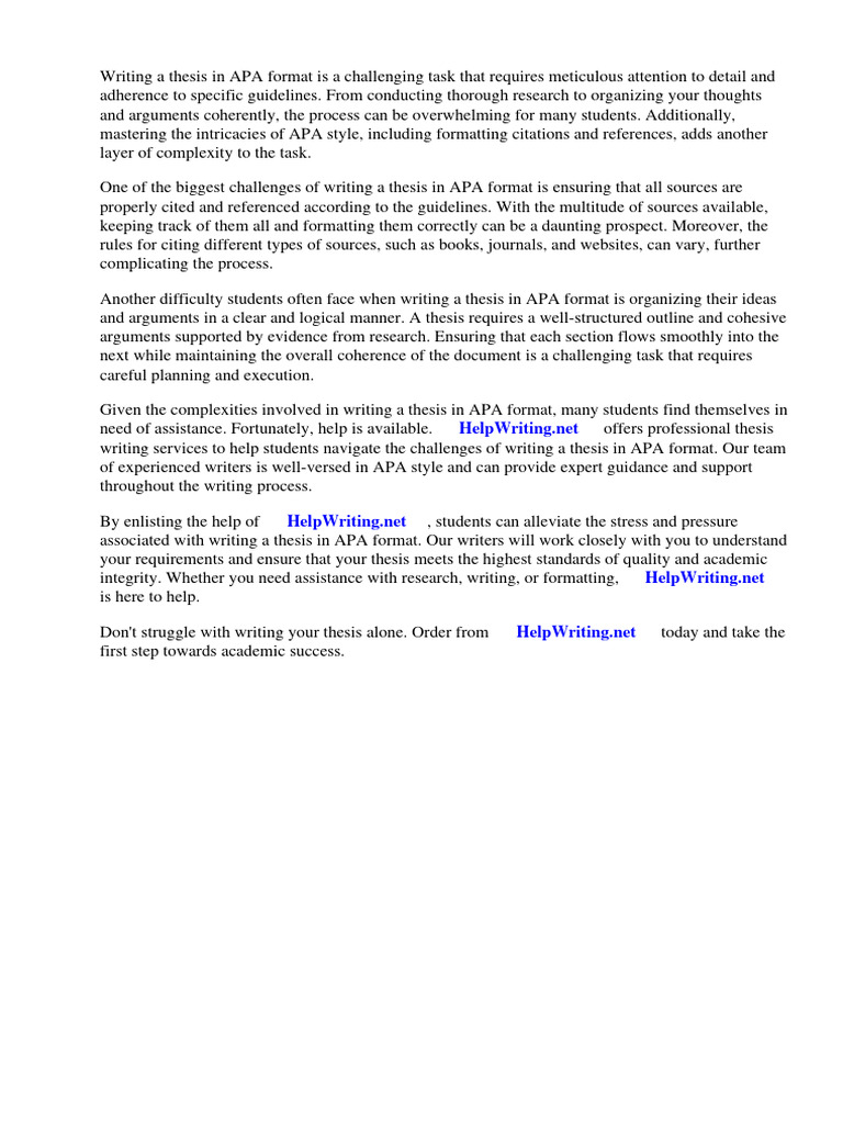 Writing A Thesis Apa Format Pdf Apa Style Thesis