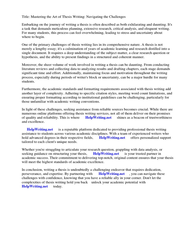 How To Write Thesis Background | PDF