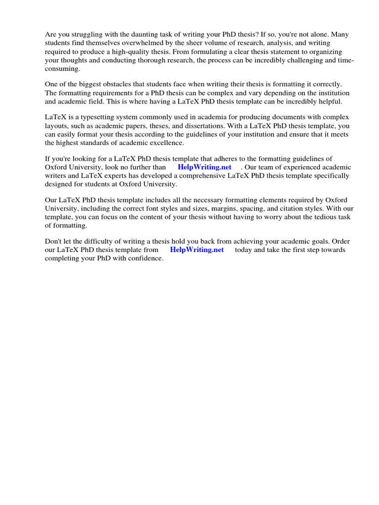 Latex PHD Thesis Template Oxford | PDF | Thesis | Doctor Of Philosophy