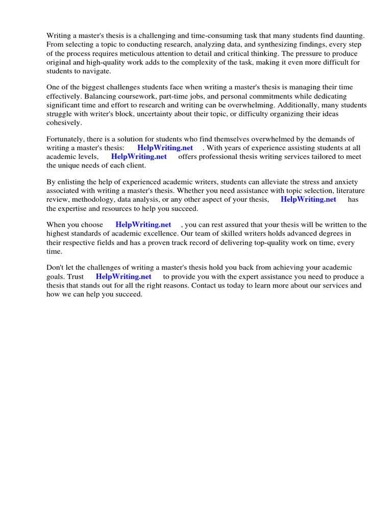 How To Write Best Master Thesis | PDF | Thesis | Methodology