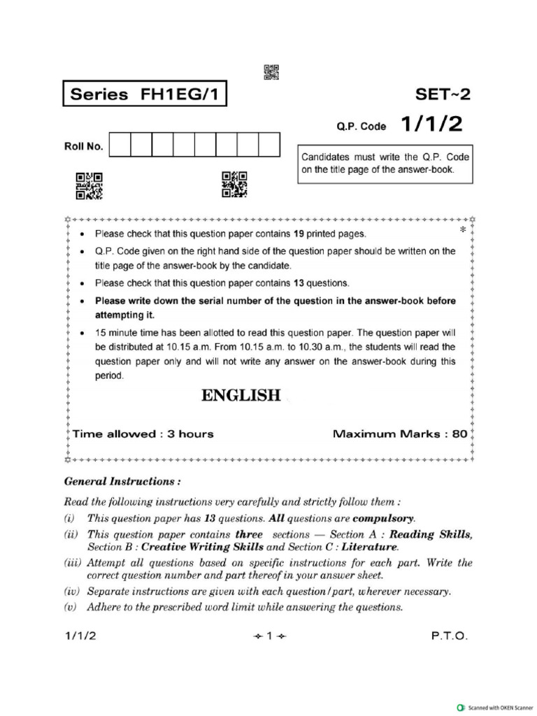 01 Mar 2024 Leaked English Paper All Sets | PDF