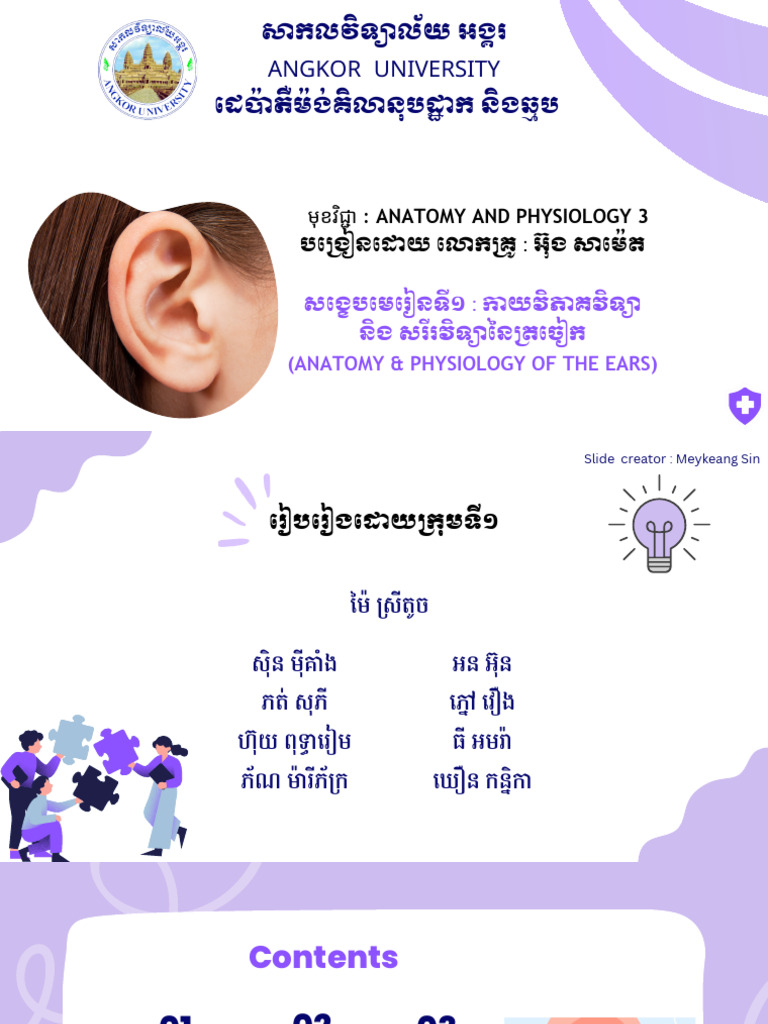 ADN2 P10 Group1 (Anatomy & Physiology of The Ears) | PDF