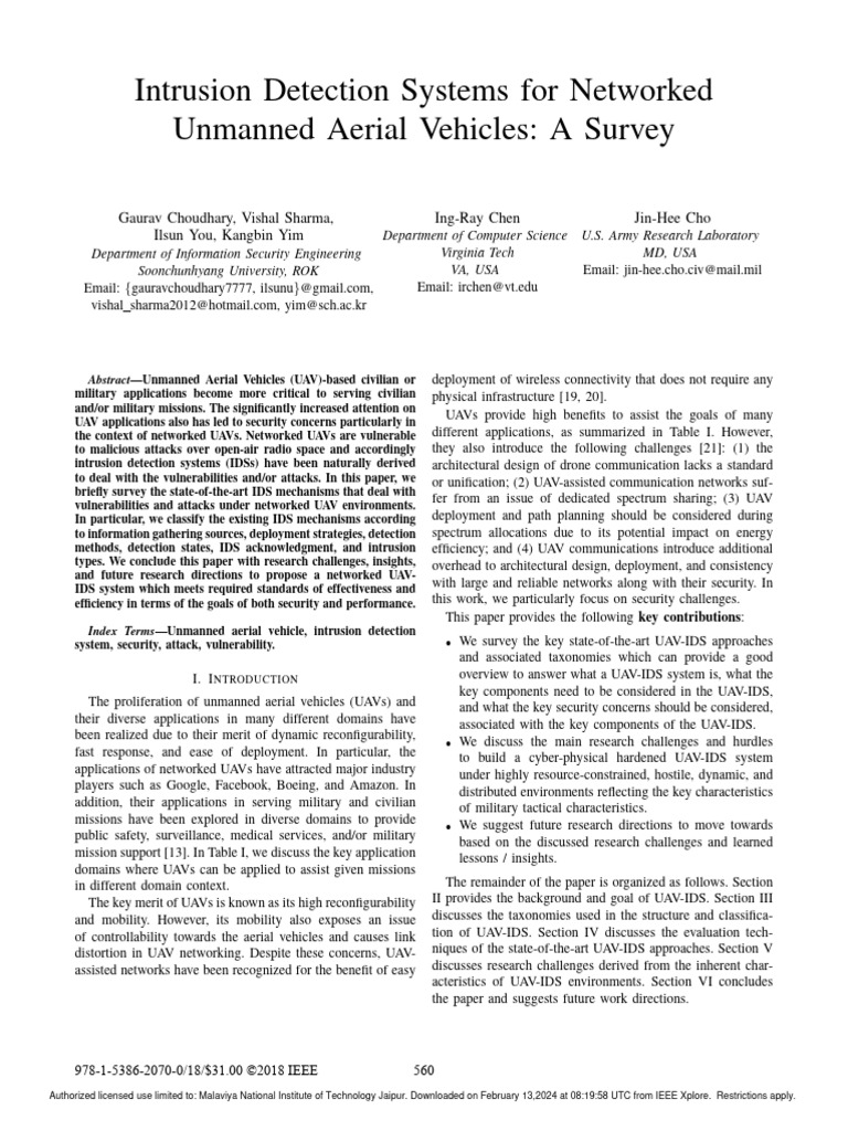 UAV Intrusion Detection Survey | PDF | Unmanned Aerial Vehicle ...