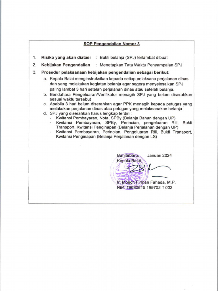 SOP Nomor 3 | PDF