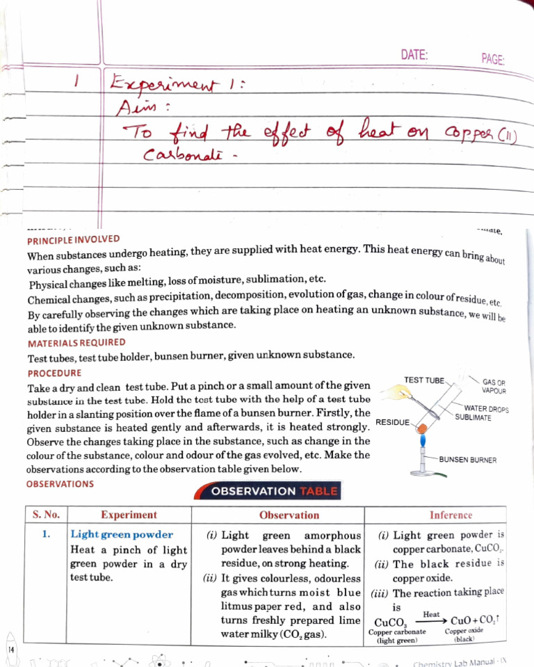 Grade 9 Experiment 1 Pdf Chemical Substances Chemistry