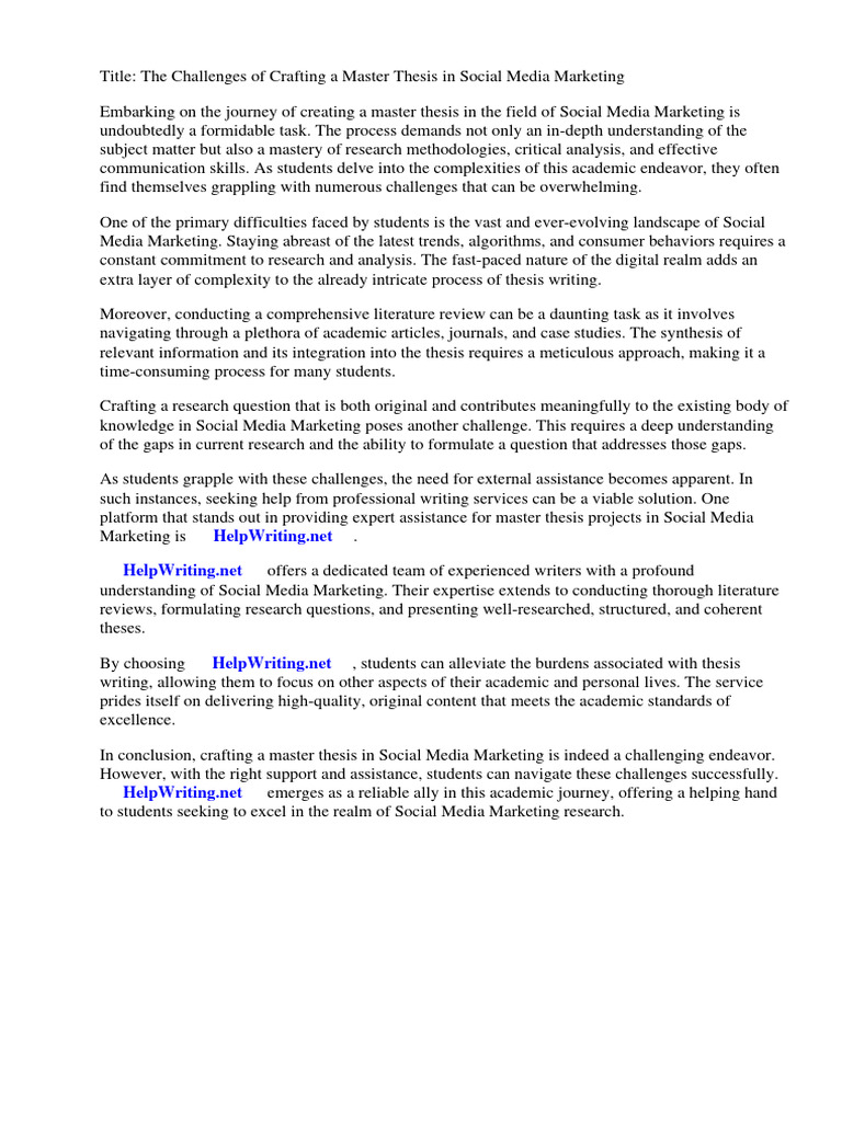 Master Thesis Challenges in Social Media Marketing | PDF