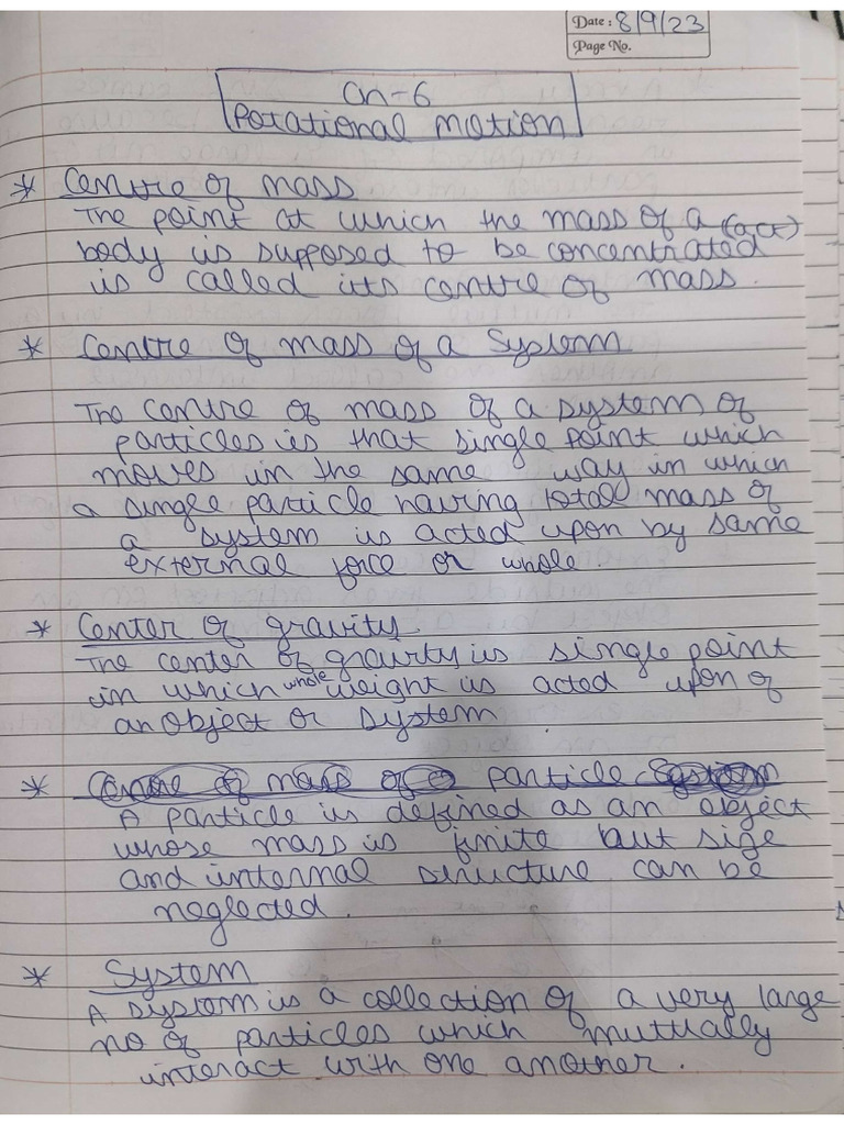 Rotational Motion Notes. | PDF