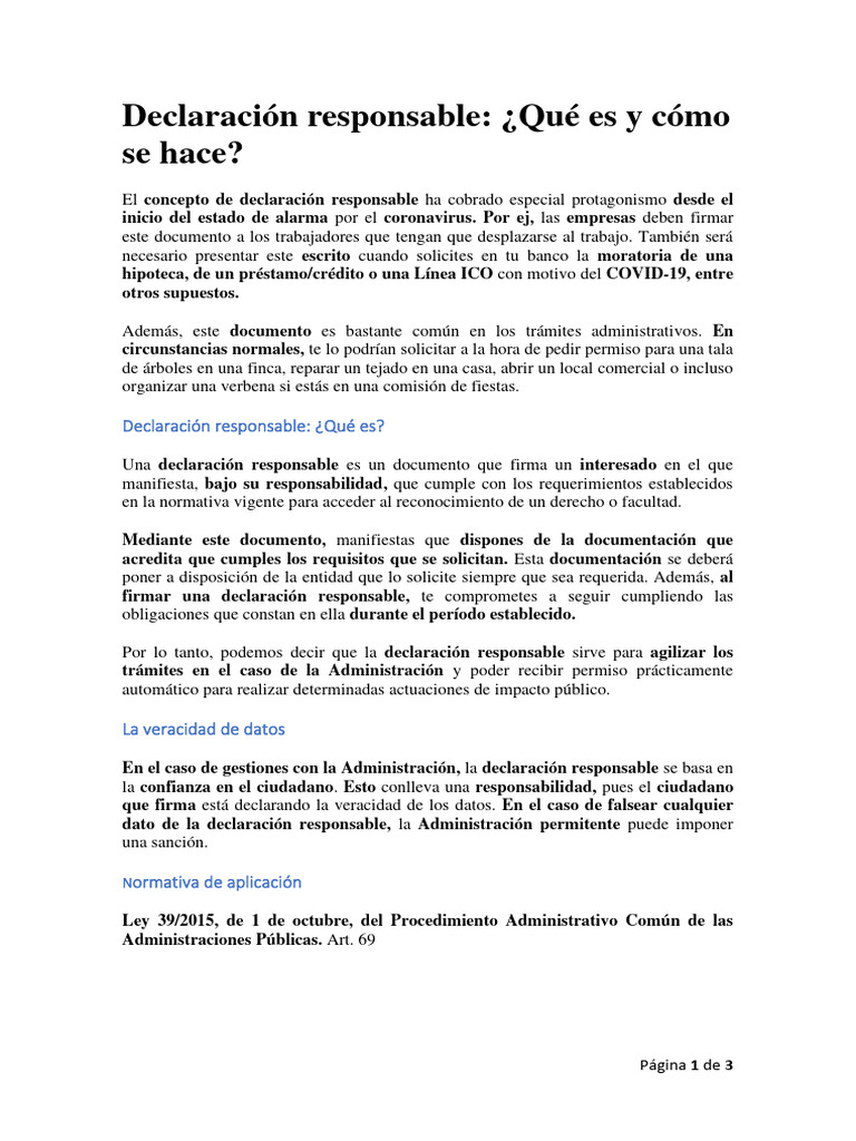 Declaración Responsable | PDF